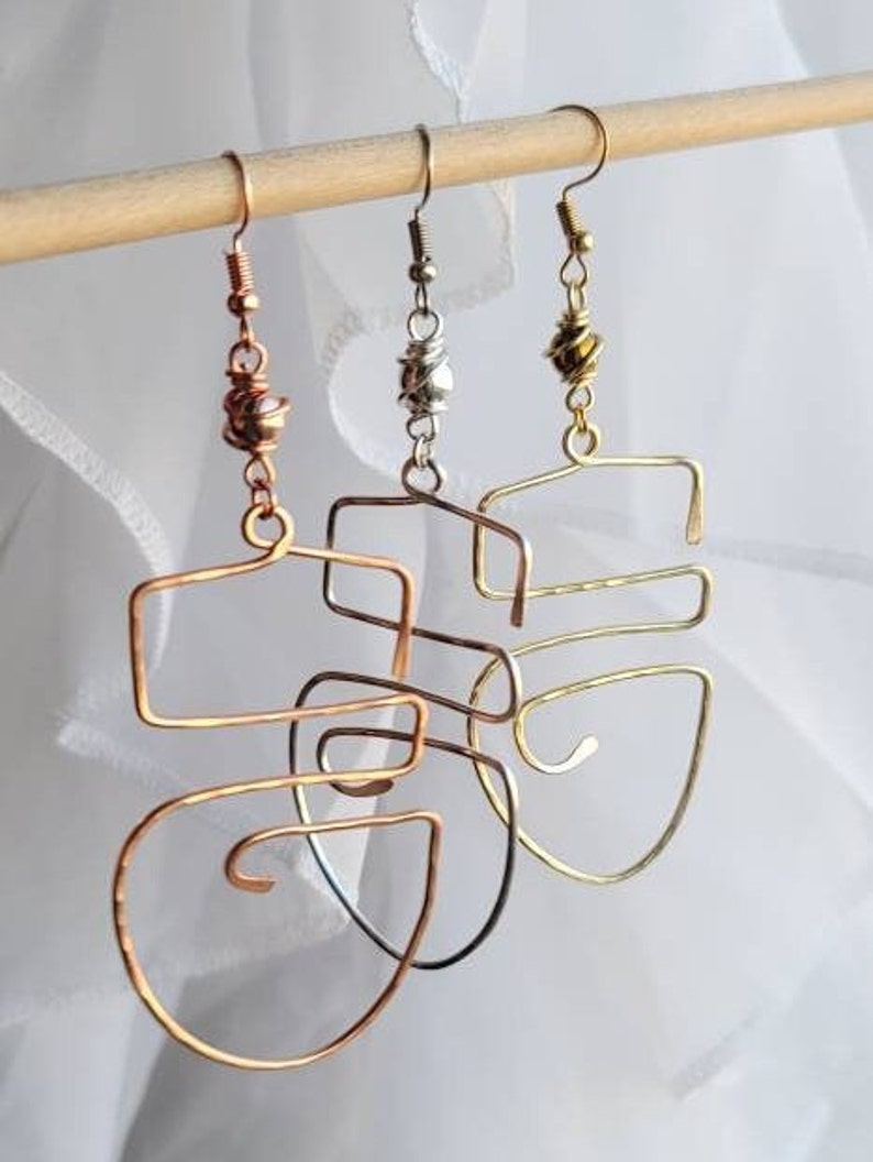 Ancient Symbol Inspired Copper Wire Wrapped Earrings Hammered - Etsy