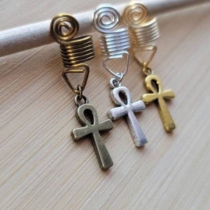 Silver Ankh Loc Jewelry, Dreadlock Hair Accessories, Beads for Braids ...
