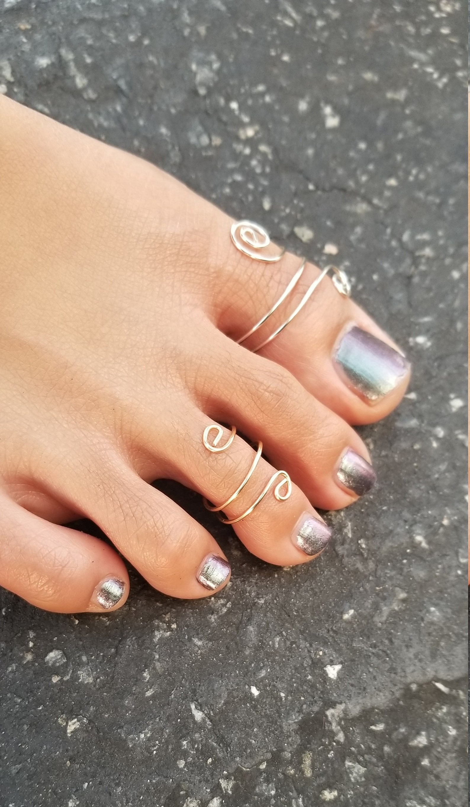 Wire Wrapped Adjustable Toe Ring Big Toe Ring Toe Ring Set | Etsy