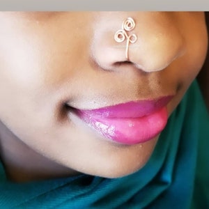 Nose Ring No Piercing Needed, Silver Nose Cuff, Afrocentric Nose Jewelry, the Loopty Loo Nose ...