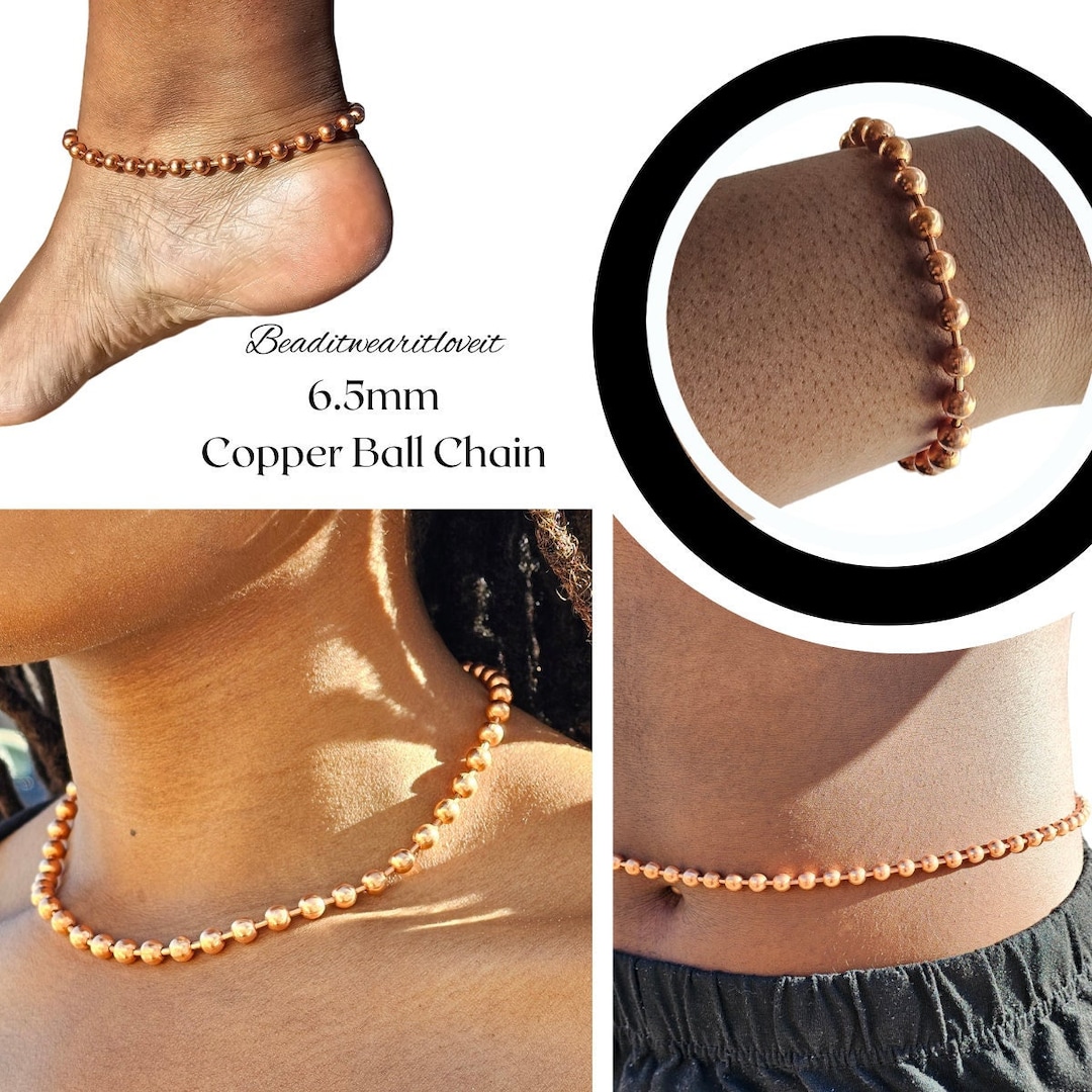 6.3mm Copper Ball Chain, Pure Copper Necklace, Belly Chain, Solid ...