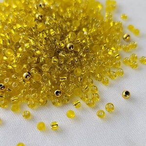 Small Yellow Hematite Crystal Loc Sprinkle Bead Mix, Gemstone and Glass ...