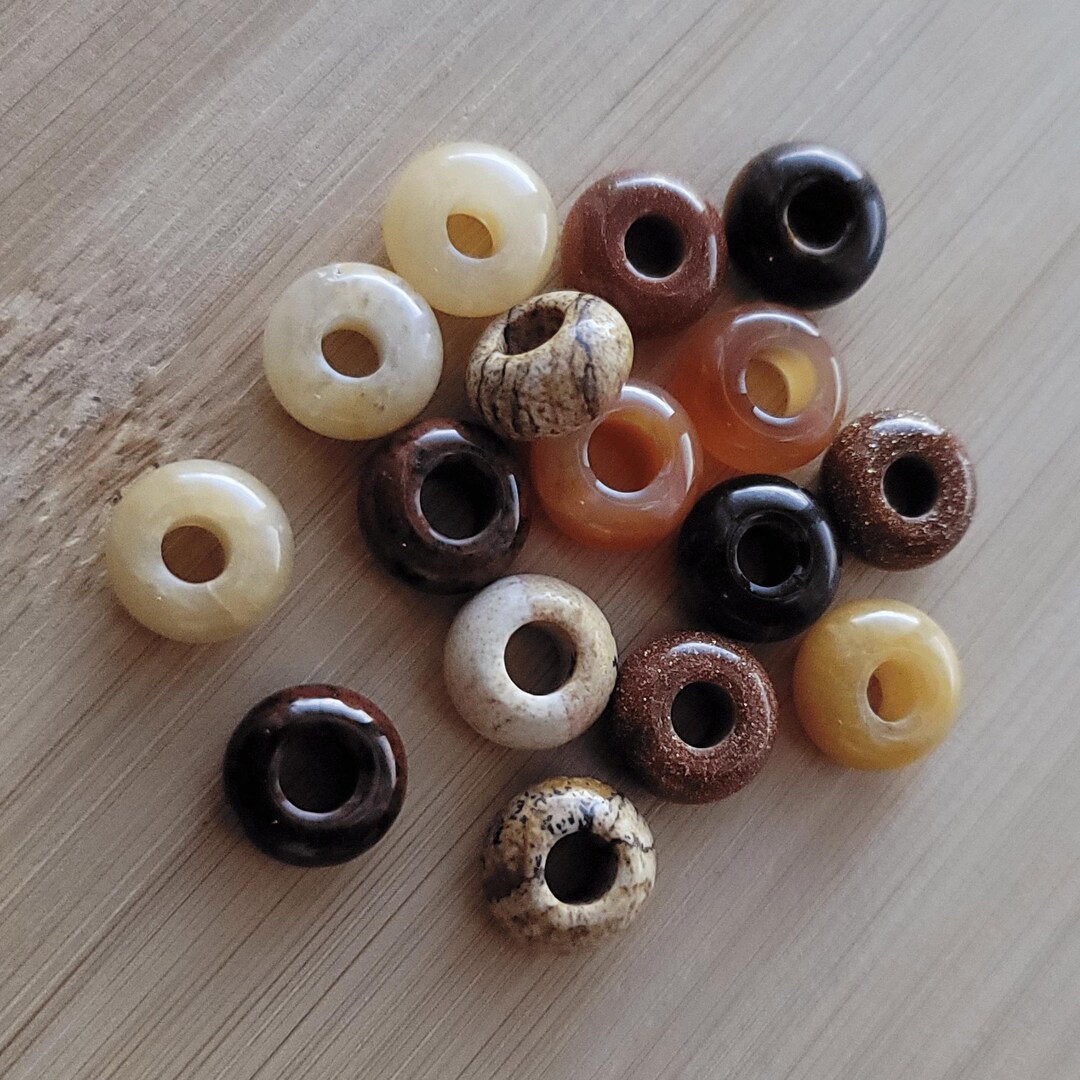 6mm Wide Big Hole Gemstone Loc Beads, Dreadlock Hair Accessories, Beads ...