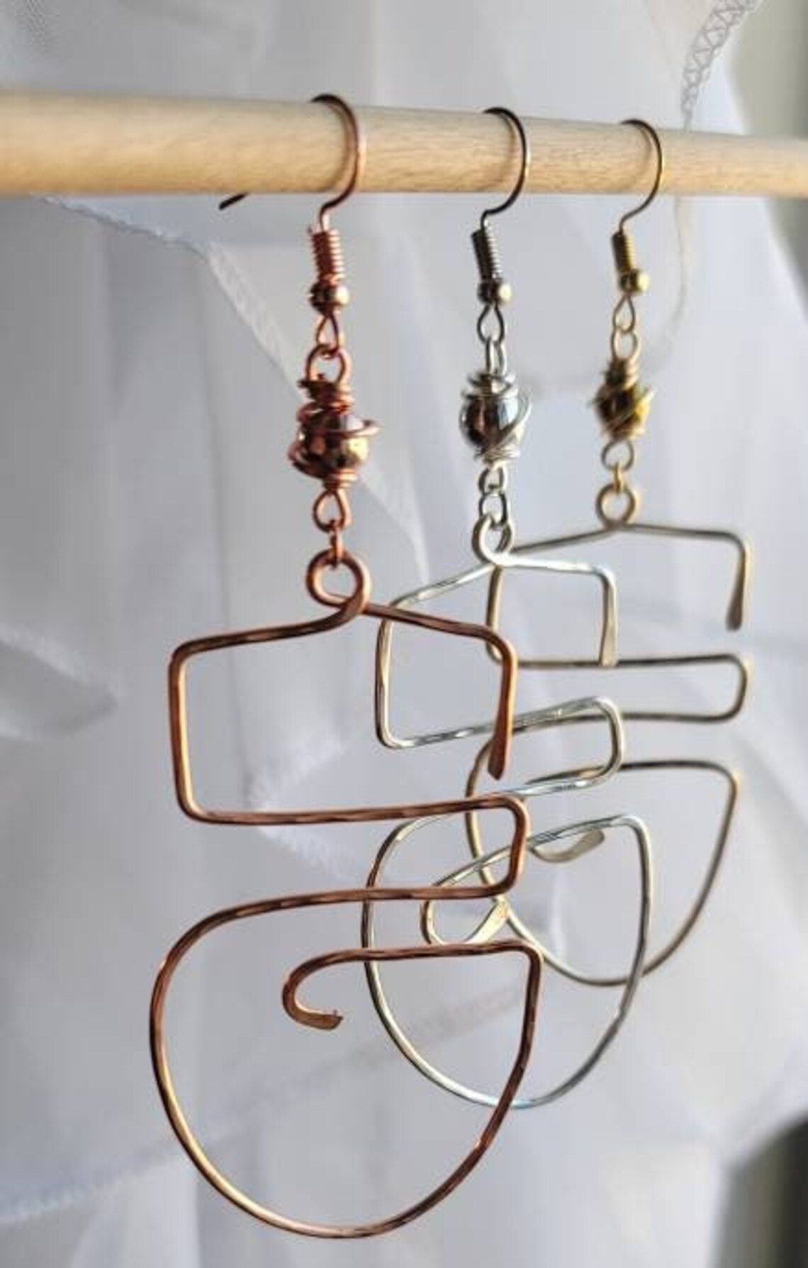 Ancient Symbol Inspired Copper Wire Wrapped Earrings, Hammered Copper ...