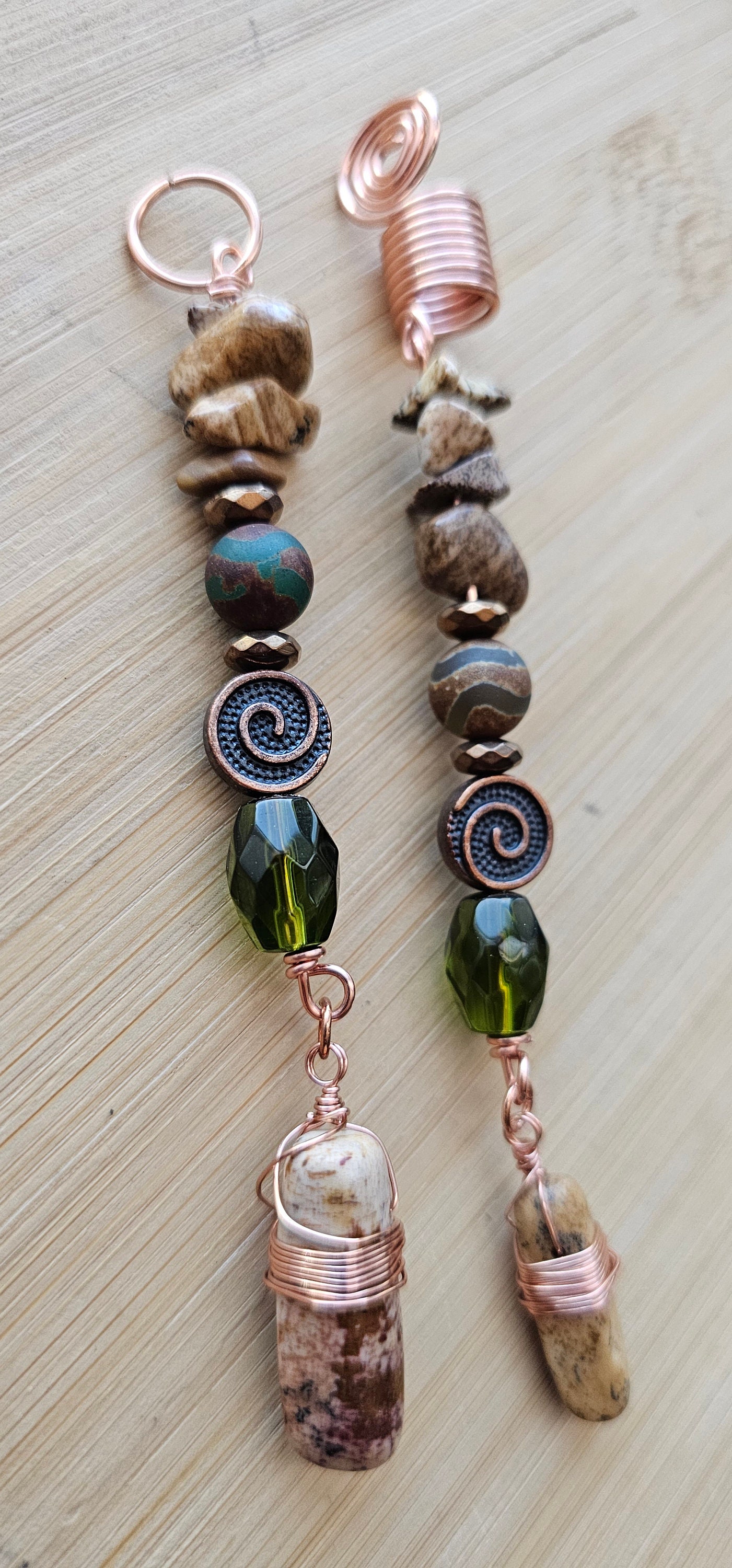 Earth Tone Picture Jasper Crystal Loc Jewelry, Dreadlock Beads for ...