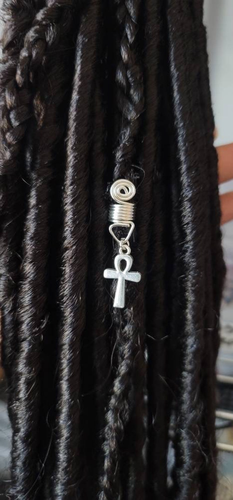 Silver Ankh Loc Jewelry, Dreadlock Hair Accessories, Beads for Braids ...