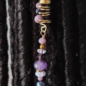 Raw Amethyst Crystal Loc Jewelry. Dreadlock Hair Accessories, Beads for ...