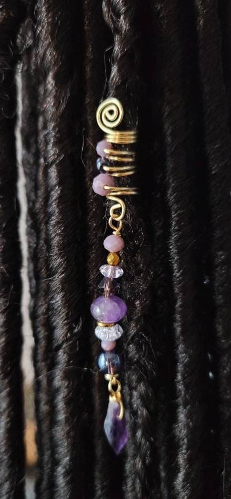 Raw Amethyst Crystal Loc Jewelry. Dreadlock Hair Accessories - Etsy