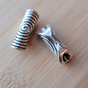 Set of 2 Metal Spiral Loc Beads, Bronze Silver 5mm Hole Hair Beads ...