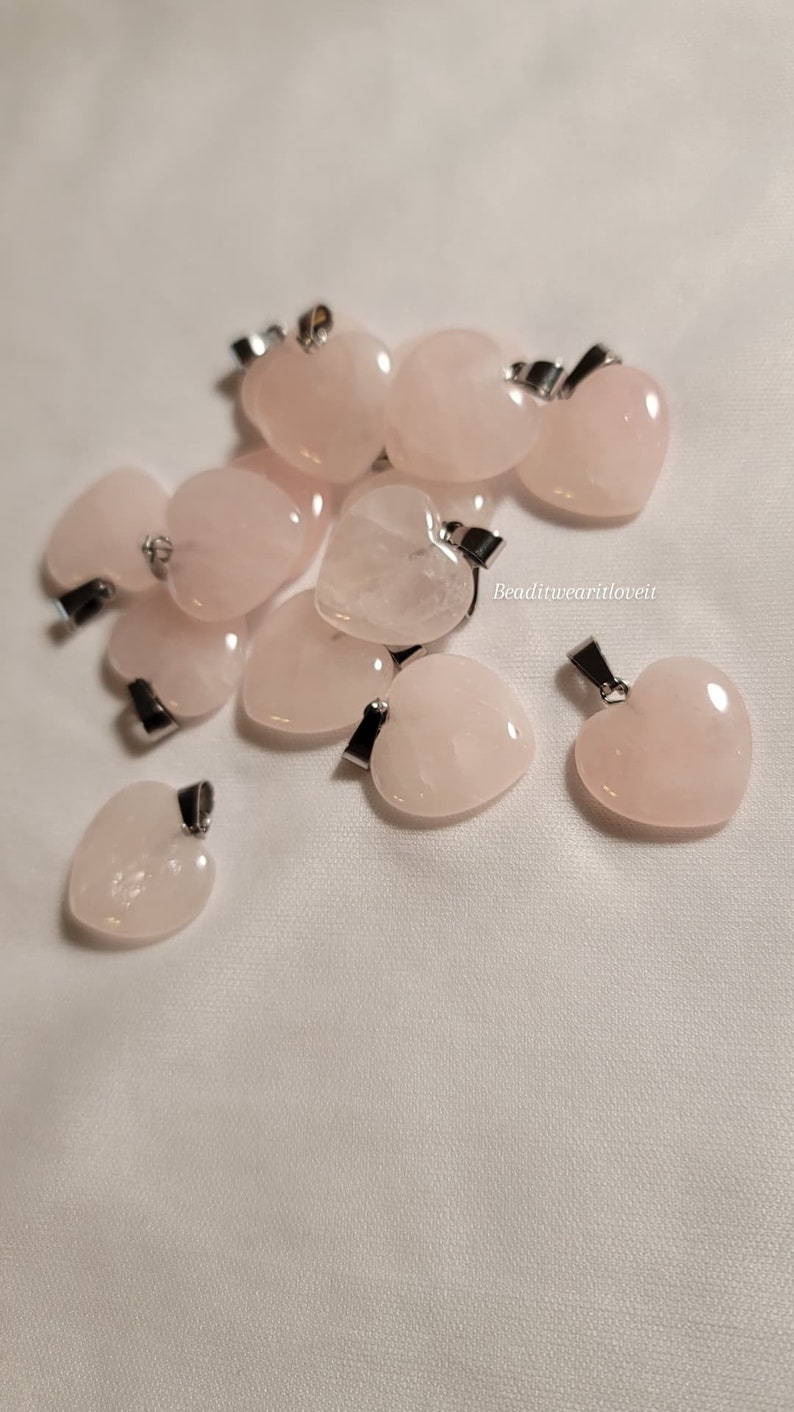 Rose Quartz Heart Pendant Necklace Adjustable Crystal | Etsy
