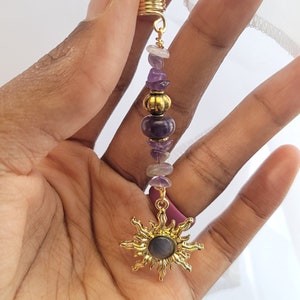 Amethyst Crystal Loc Jewelry, Gold Sun Copper Hair Beads, Natural Stone ...