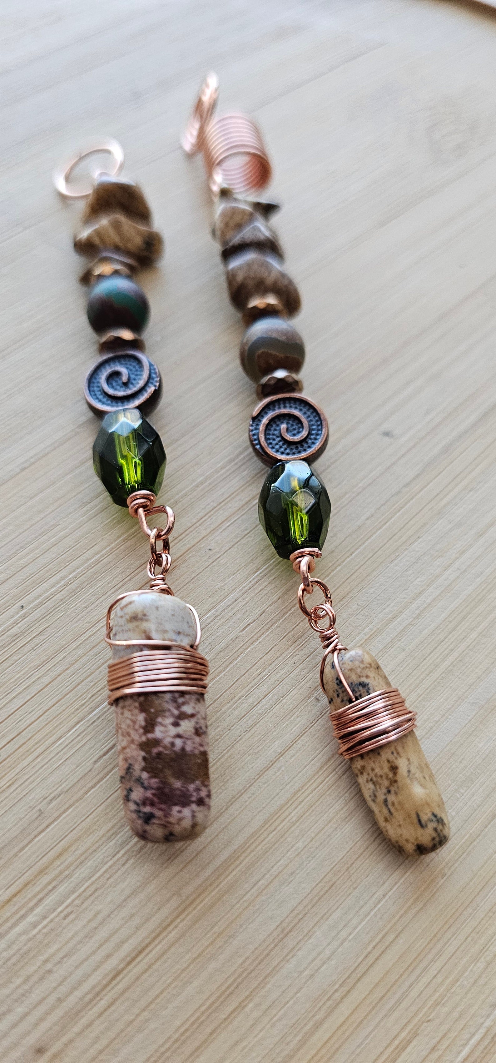 Earth Tone Picture Jasper Crystal Loc Jewelry, Dreadlock Beads for ...