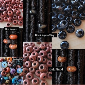 6mm Wide Big Hole Gemstone Loc Beads, Dreadlock Hair Accessories, Beads ...