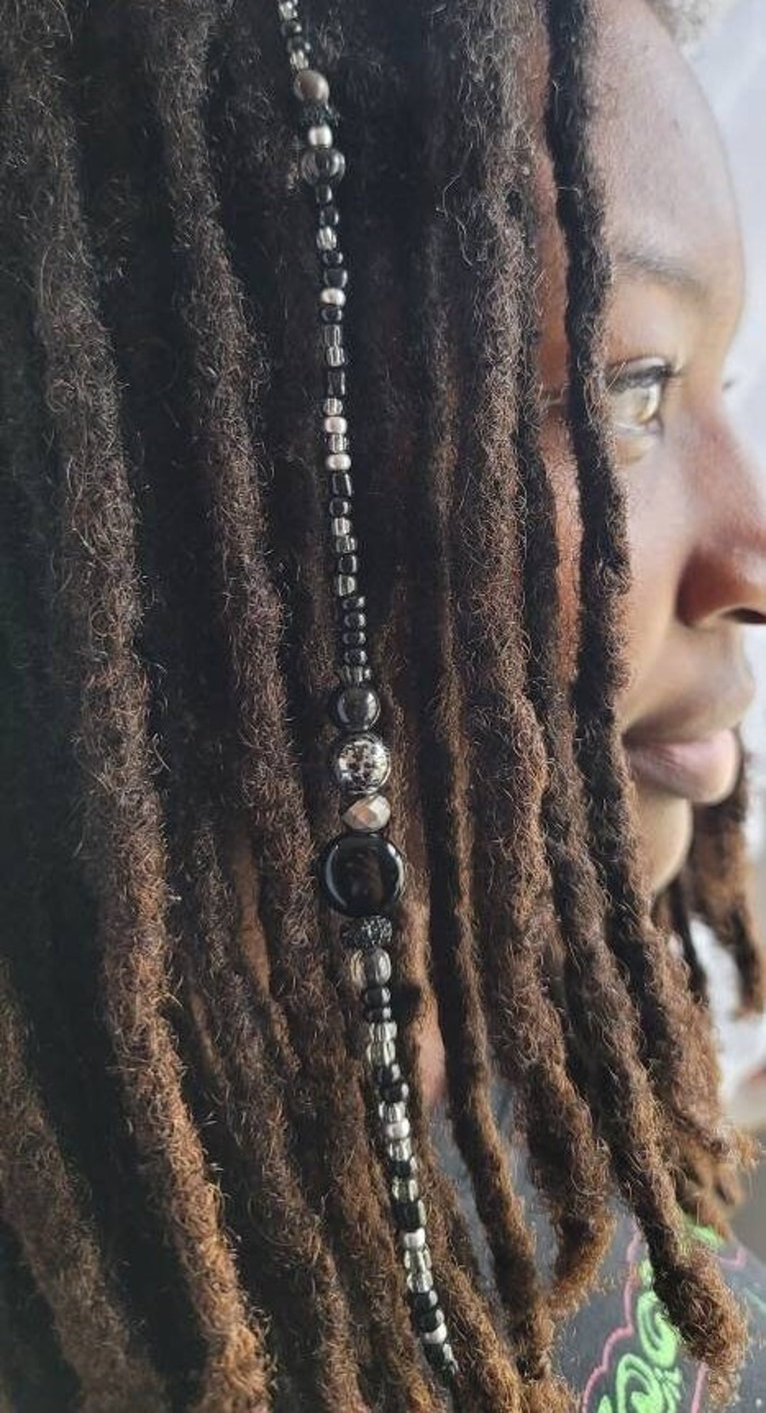 Silver Obsidian Beaded Dreadlock Extensions, Crystal Loc Jewelry ...