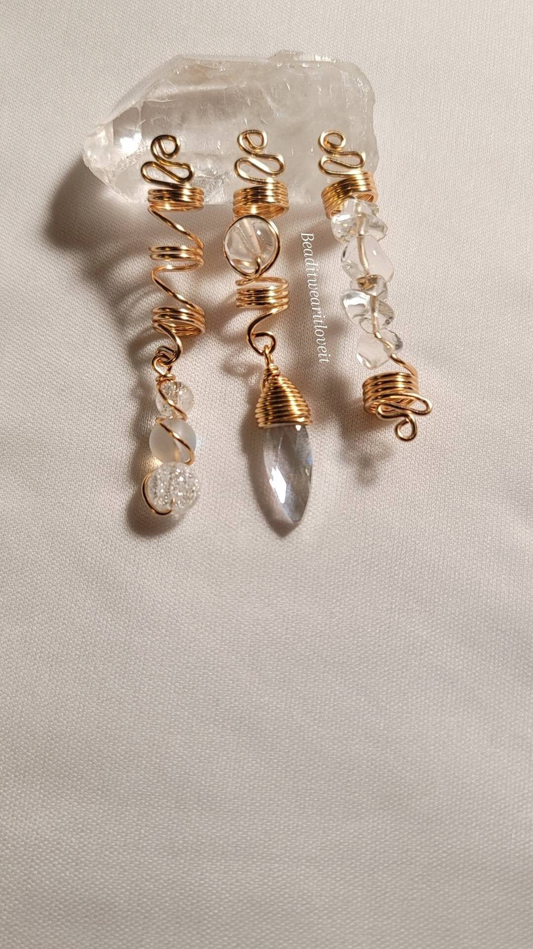 3 Pcs Quartz Crystal Loc Jewelry Set. Dreadlock Hair - Etsy