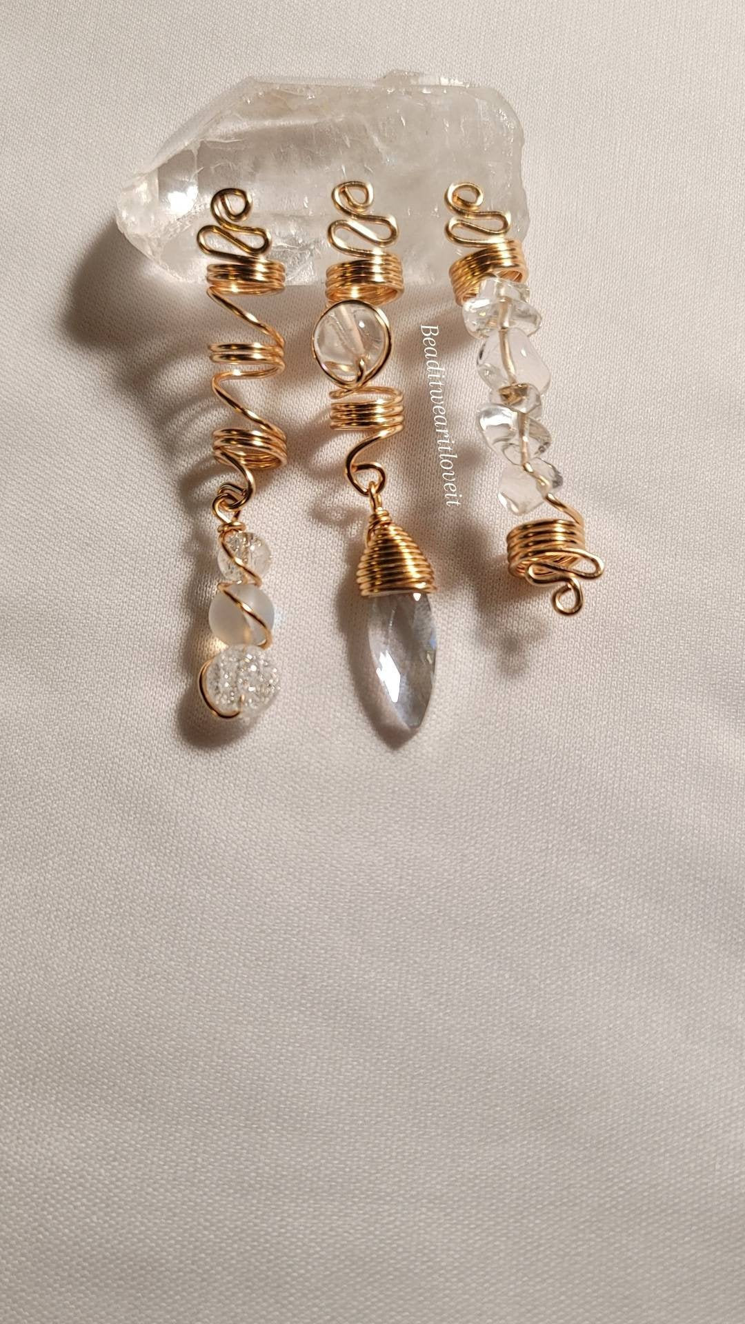 3 Pcs Quartz Crystal Loc Jewelry Set. Dreadlock Hair | Etsy