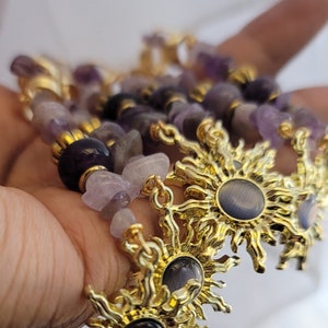 Amethyst Crystal Loc Jewelry, Gold Sun Copper Hair Beads, Natural Stone ...