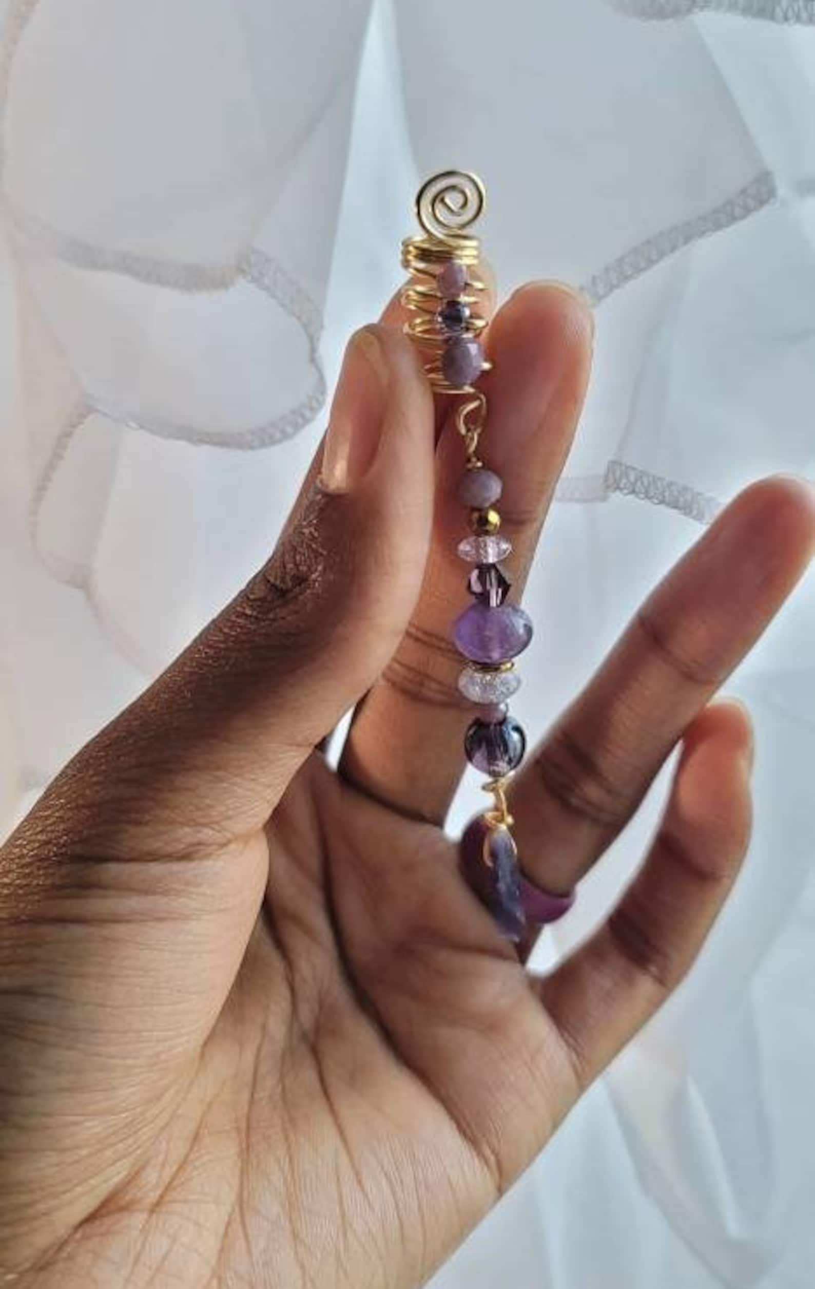 Raw Amethyst Crystal Loc Jewelry. Dreadlock Hair Accessories, Beads for ...