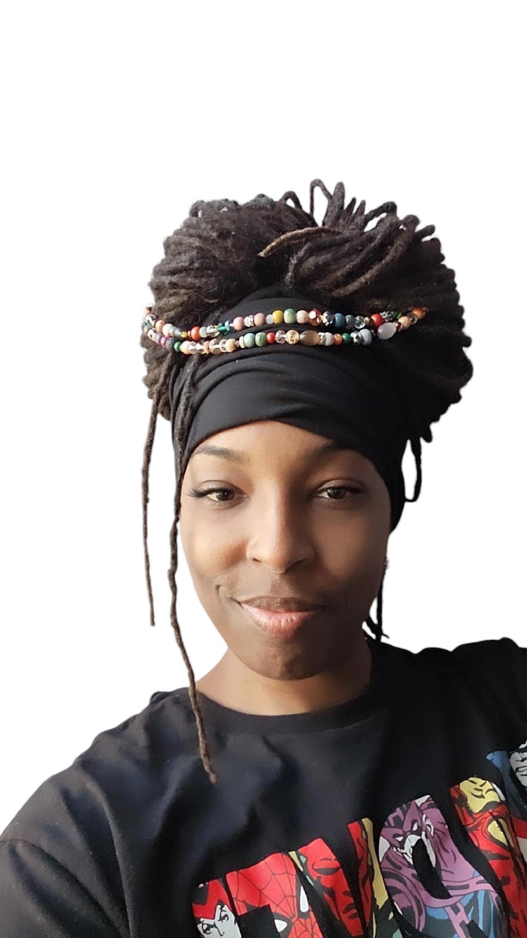 Earthy Girl Mix Beaded Crystal Loc Hair Ring Chain, Bohemian Dreadlock ...