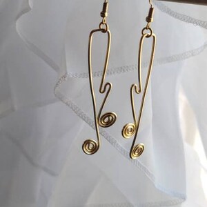 Abstract Spiral Copper Earrings, Wire Wrapped Dangle Earrings, Copper ...