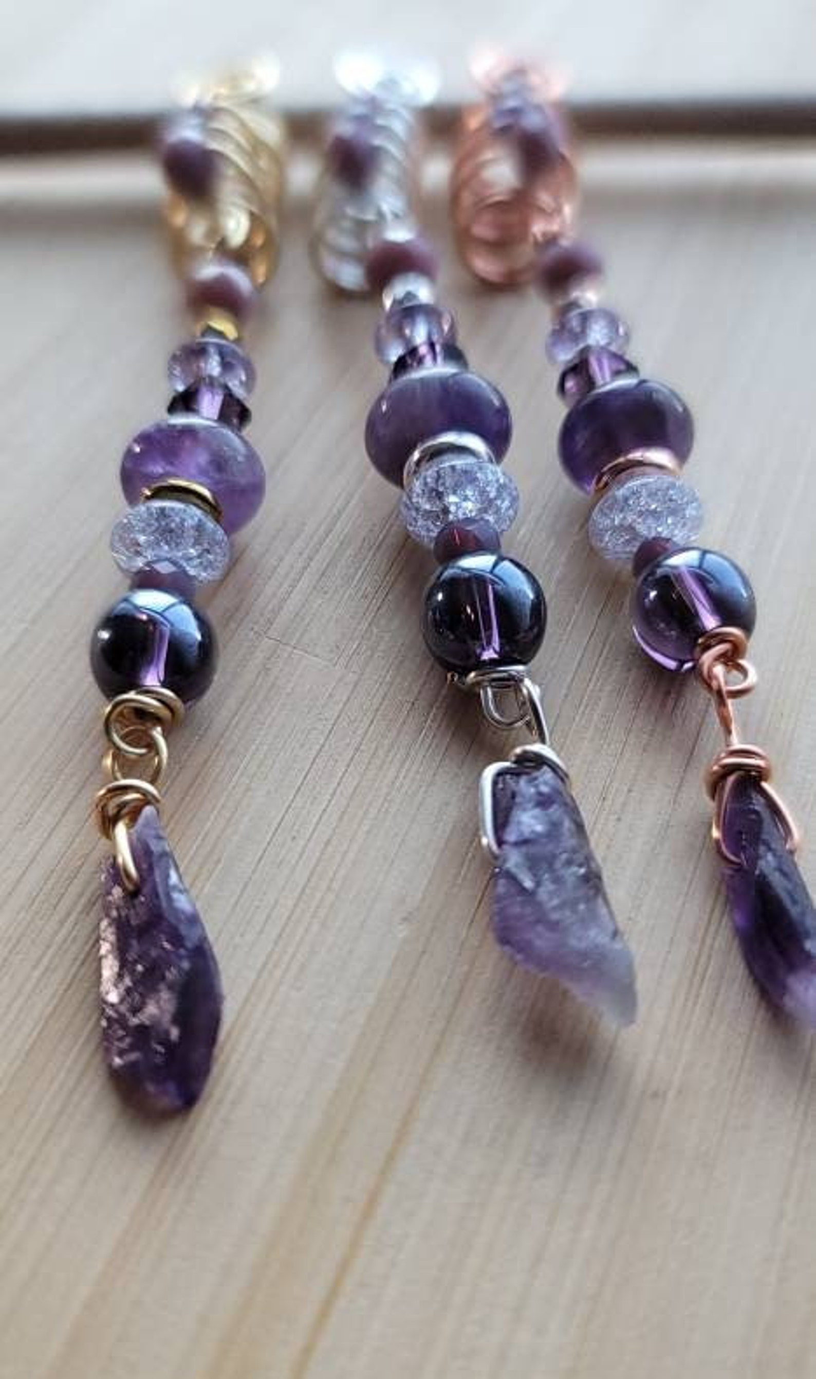 Raw Amethyst Crystal Loc Jewelry. Dreadlock Hair Accessories, Beads for ...