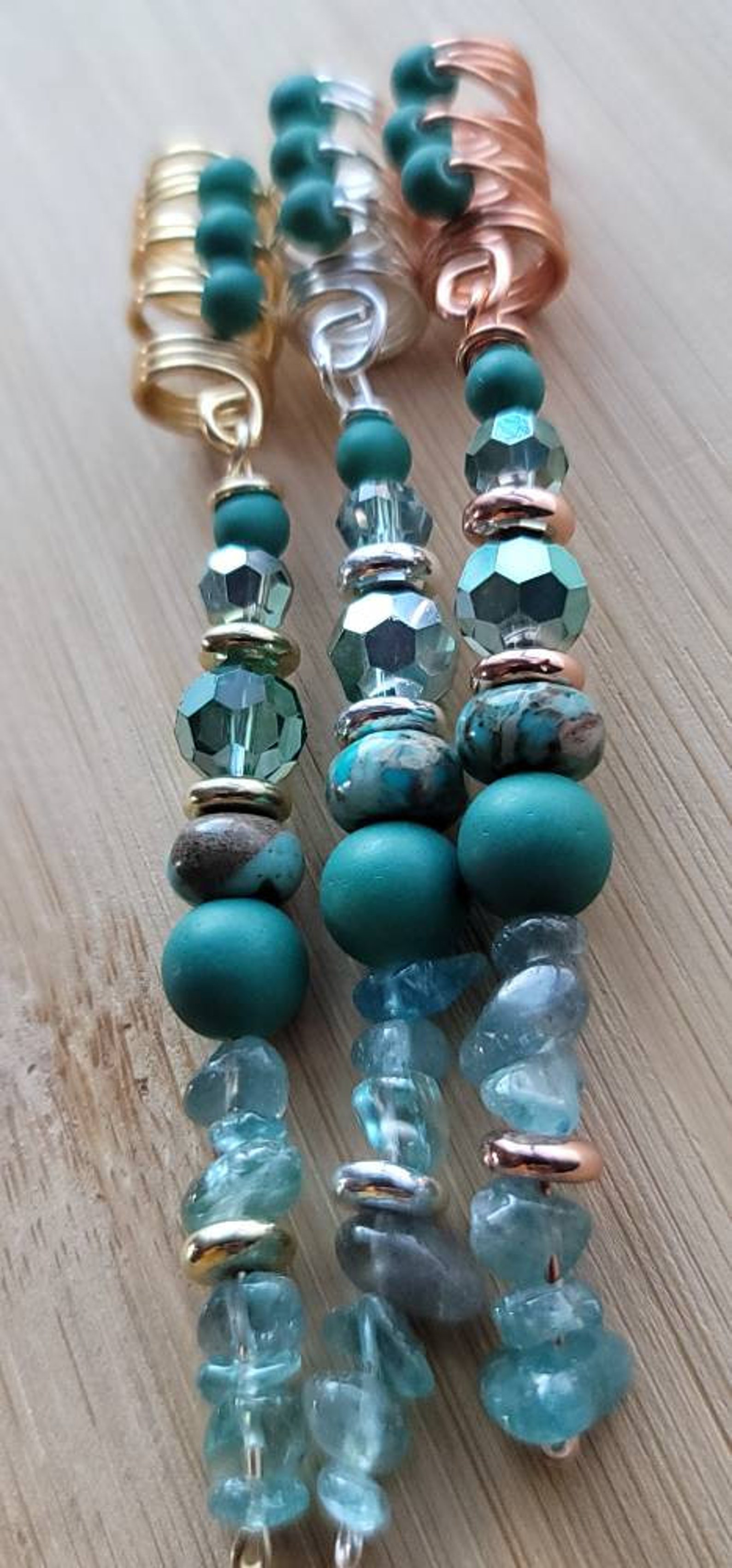Jasper and Apatite Crystal Loc Jewelry, Dreadlock Hair Ring Accessories ...