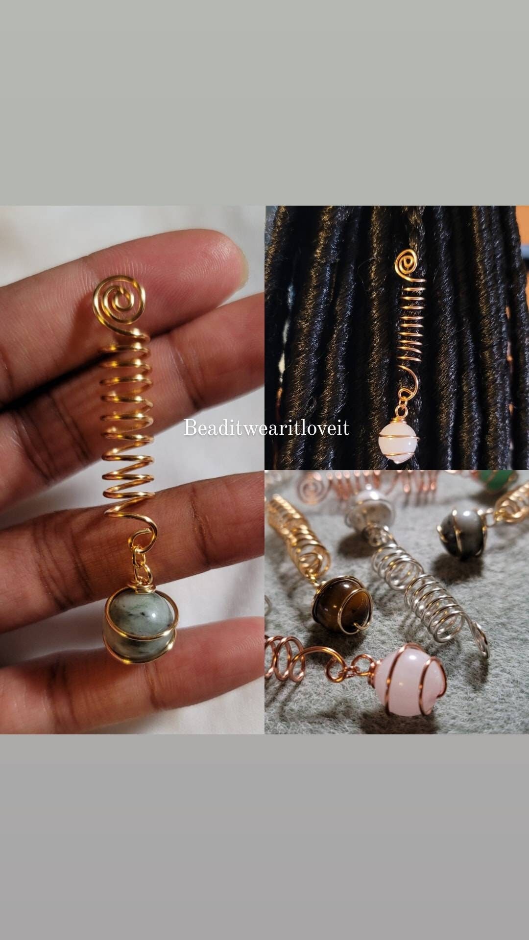 CLEARANCE SALE Caged Crystal Loc Jewelry. Gemstone Dreadlock Hair ...