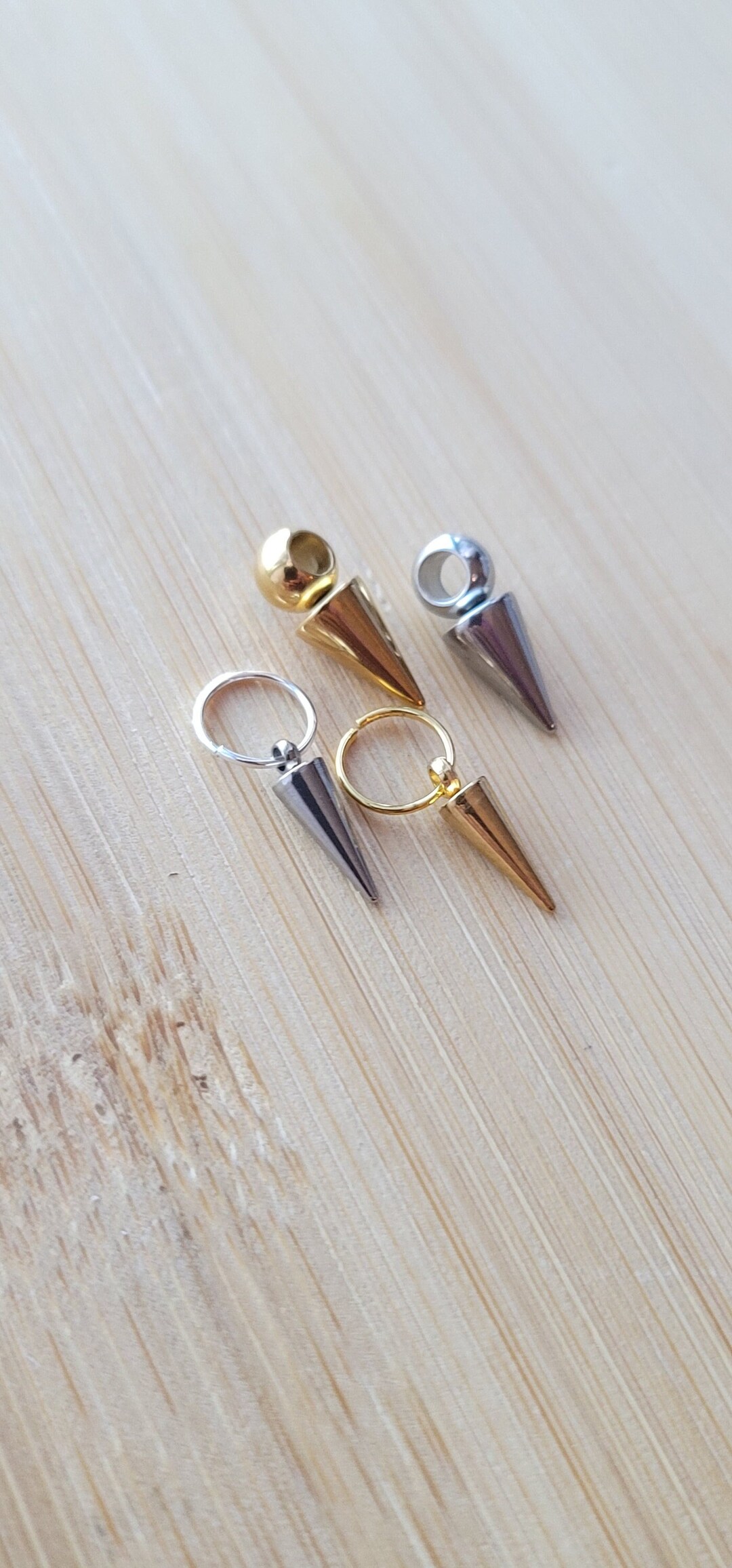 CLEARANCE 4 Spike Stainless Steel Loc Beads and Hair Rings Set, 3mm ...