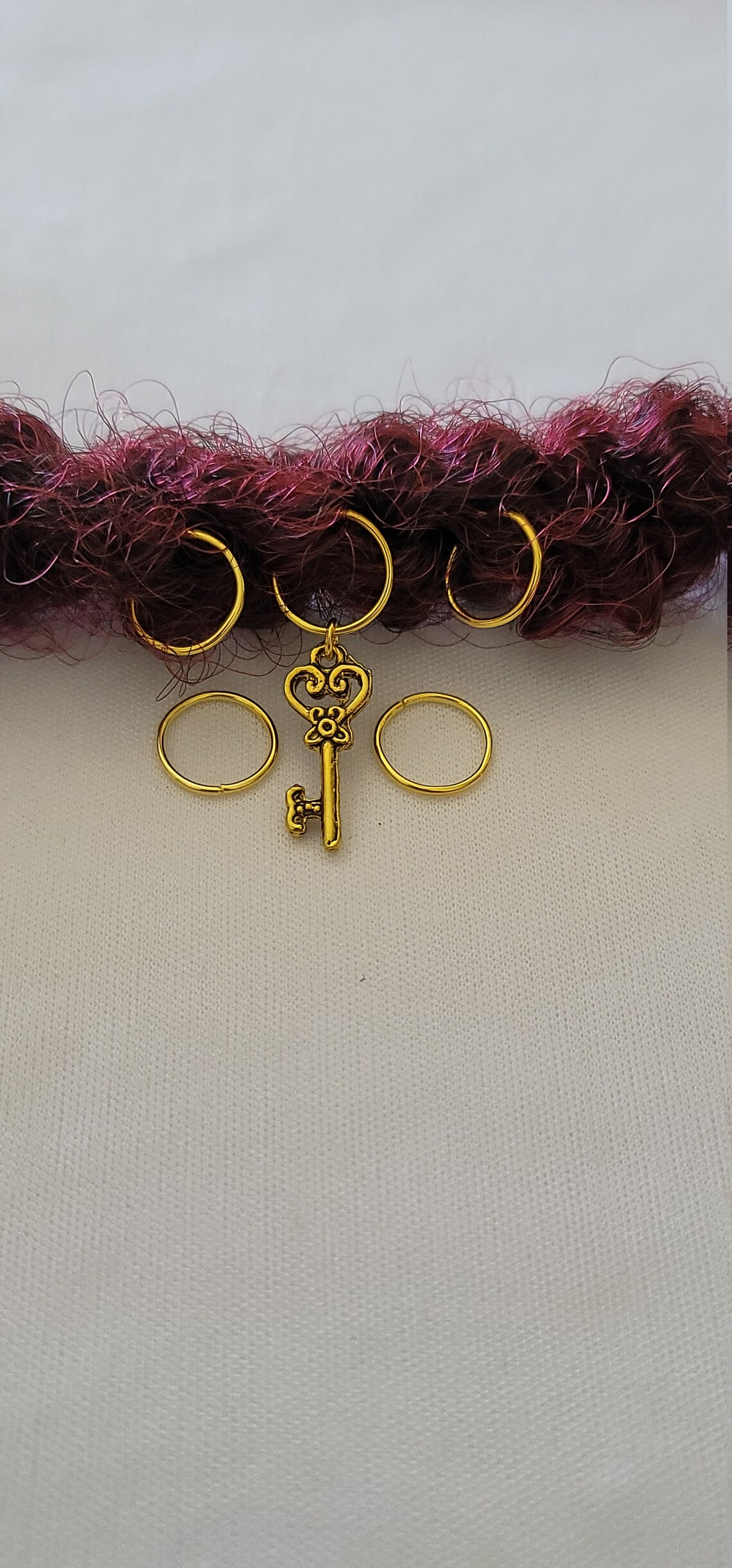 5pcs Gold Key Charm Hair Rings, Dread Rings Loc Jewelry, Braid Rings ...