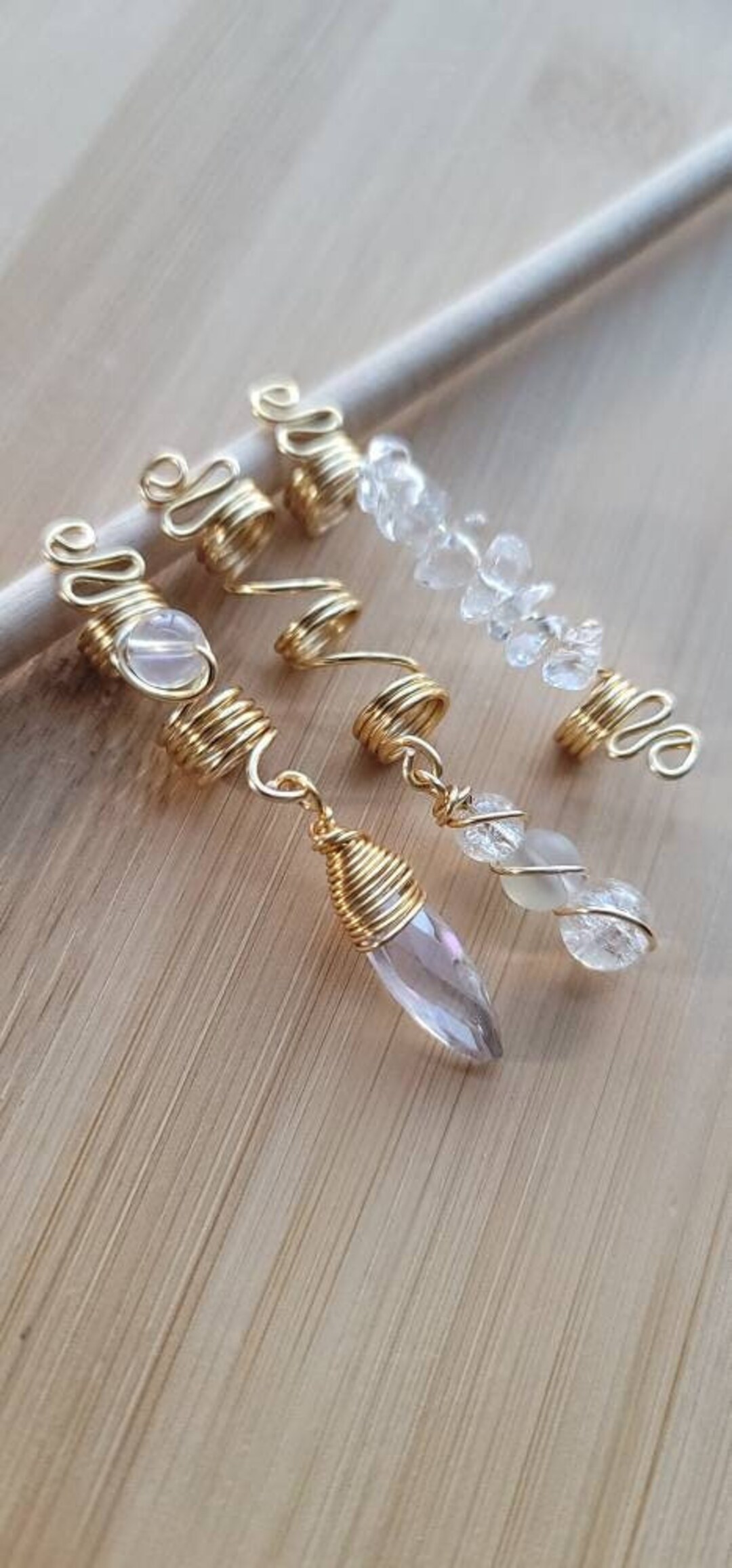 3 Pcs Quartz Crystal Loc Jewelry Set. Dreadlock Hair Accessories, Beads ...