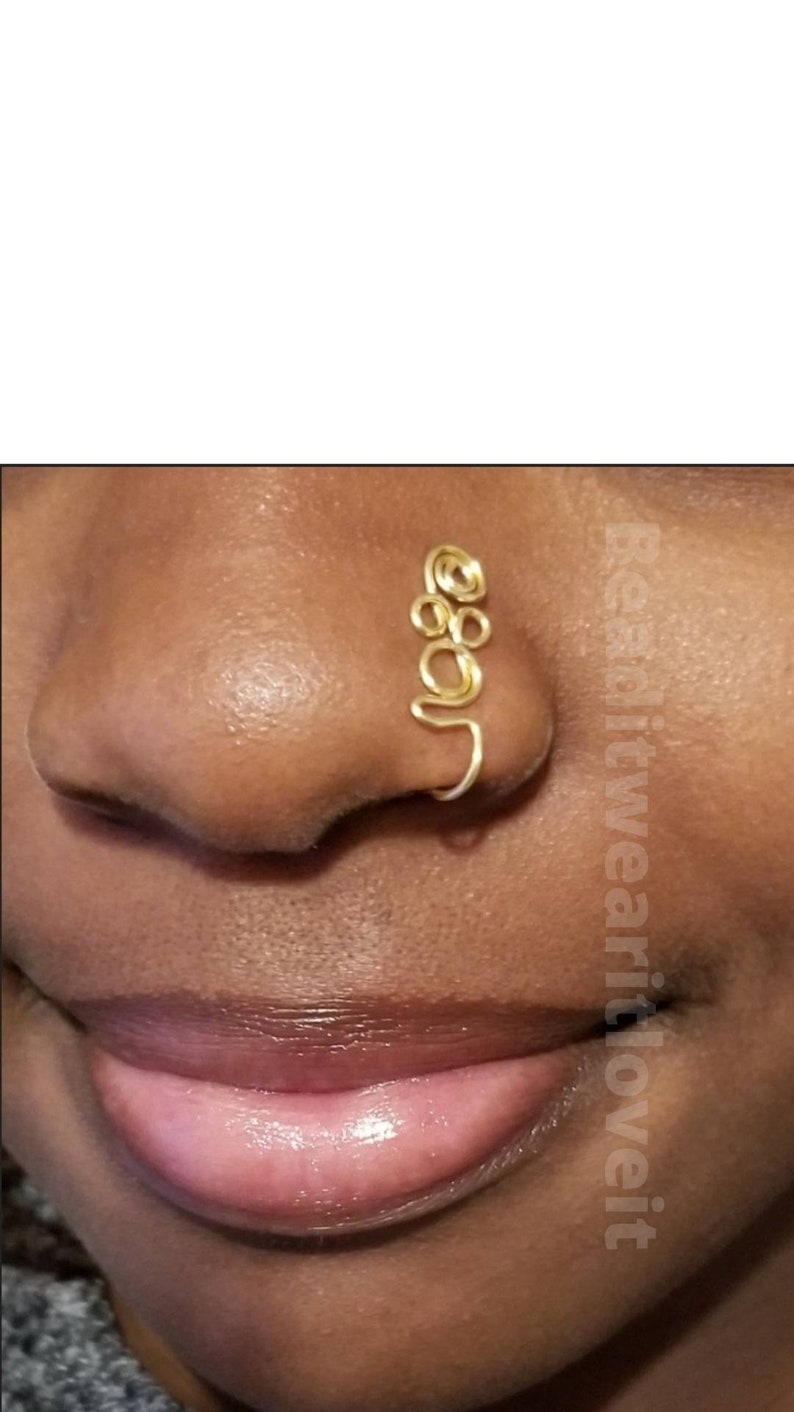 Fake Nose Ring, Silver Nose Cuff, Nose Jewelry, Long Nose Ring ...