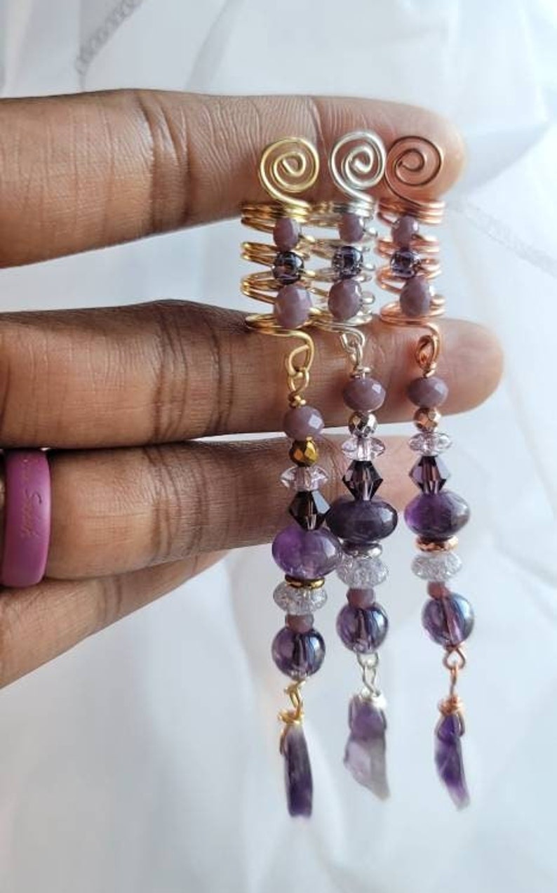 Raw Amethyst Crystal Loc Jewelry. Dreadlock Hair Accessories - Etsy