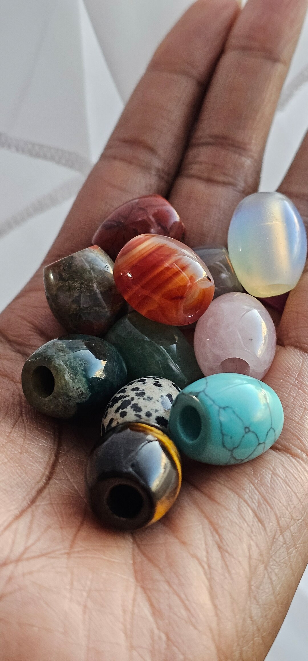 6mm Wide Big Hole Gemstone Loc Beads, Dreadlock Hair Accessories, Beads ...