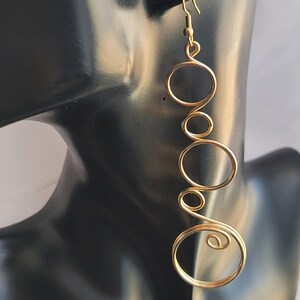 Abstract Bubble Earrings, Copper Wire Wrapped Earrings, Unique Long ...