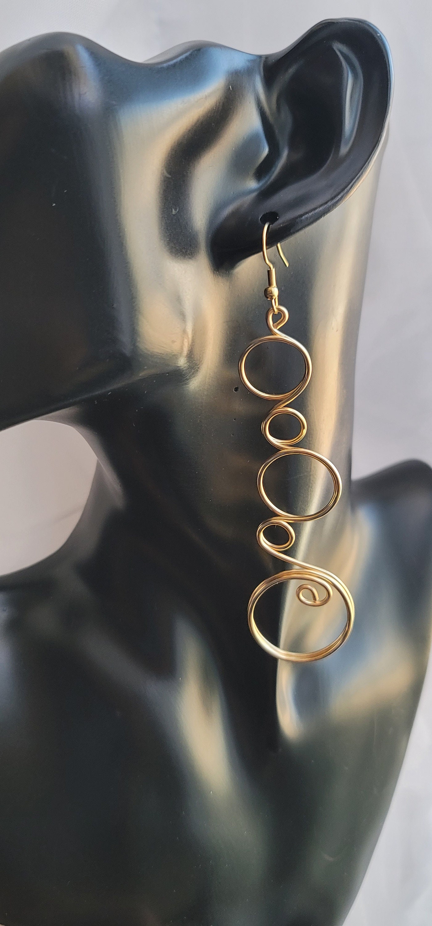 Abstract Bubble Earrings, Copper Wire Wrapped Earrings, Unique Long ...