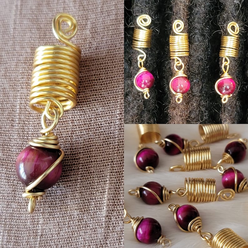 Pink Tiger Eye Crystal Loc Jewelry. Dreadlock Hair - Etsy