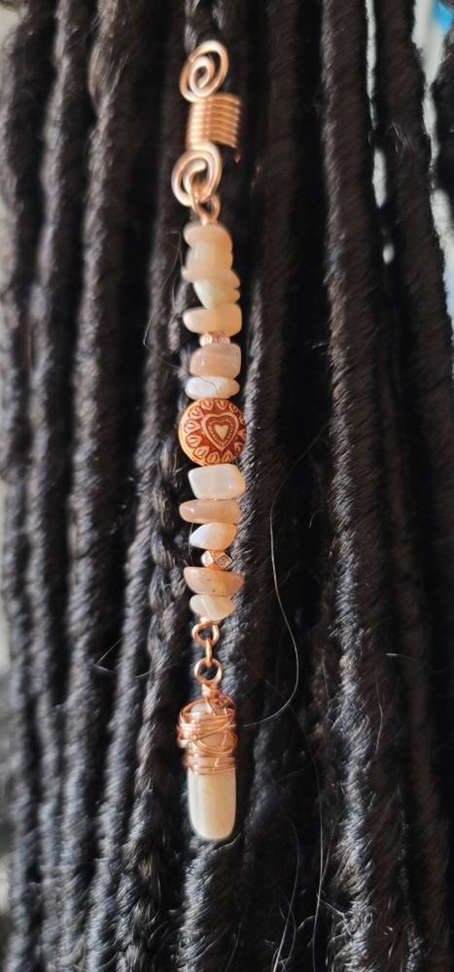 Sunstone Loc Jewelry Dreadlock Hair Accessories Copper Beads - Etsy