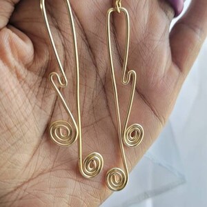 Abstract Spiral Copper Earrings, Wire Wrapped Dangle Earrings, Copper ...