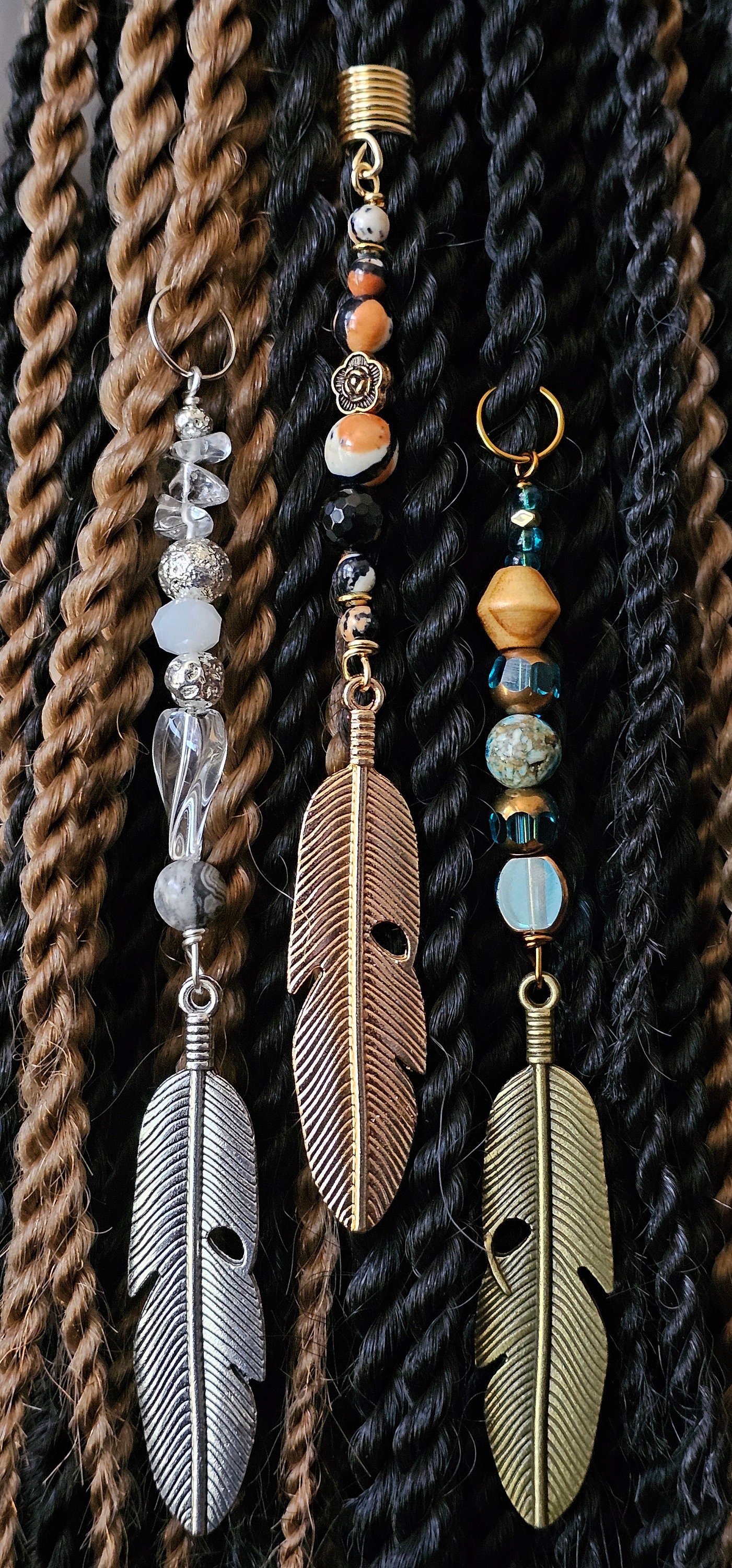 Feather Crystal Loc Jewelry. Dreadlock Feather Hair Accessories, Loc ...