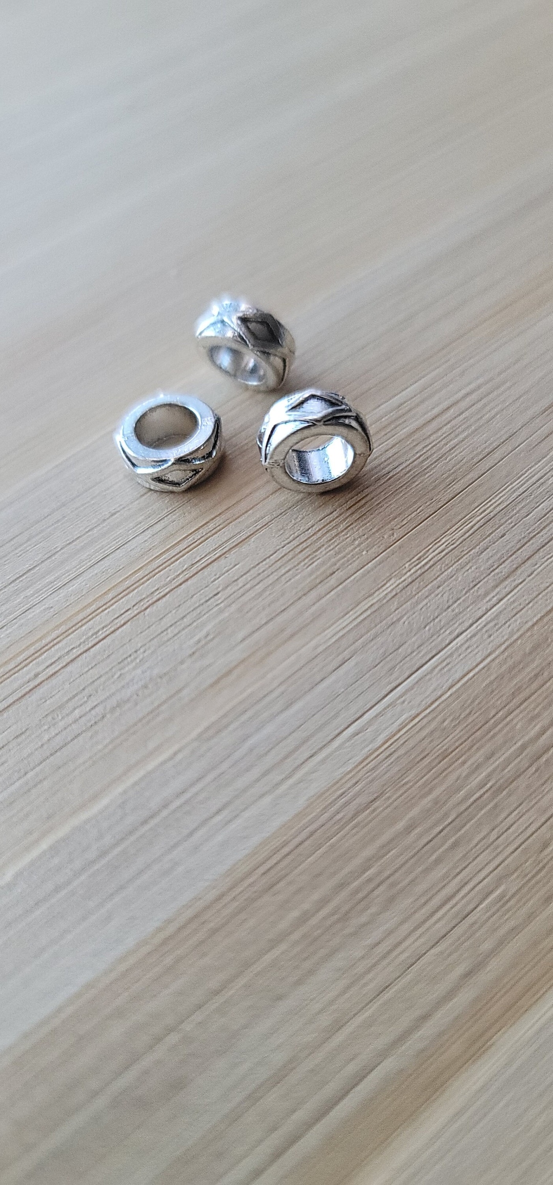 Set of 3 Metal Loc Ring Beads, Silver 6mm Hole Hair Beads, Wholesale ...