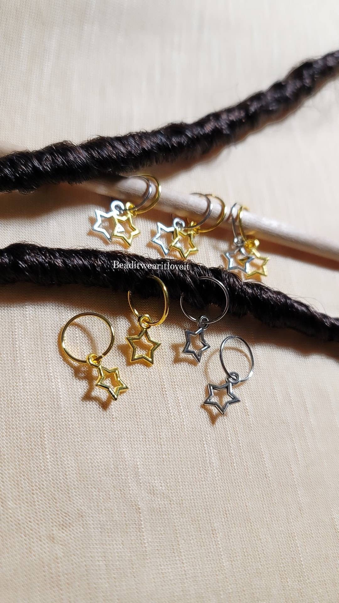 CLEARANCE 5 Piece Kids Star Hair Rings, Dread Rings Loc Jewelry, Braid ...