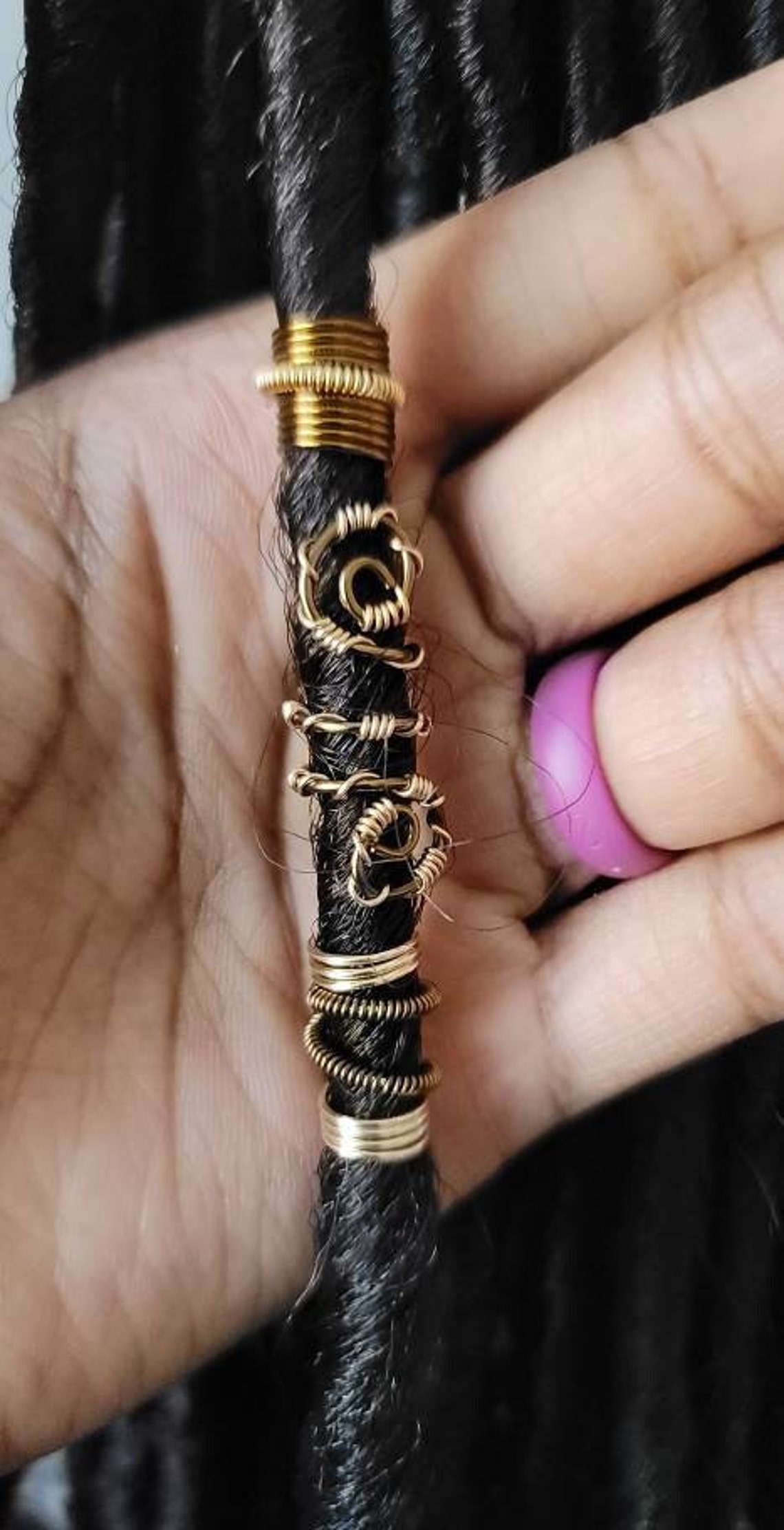 Two Tone 4 Piece Copper Loc Jewelry Set. Bronze and Gold Dreadlock Hair ...