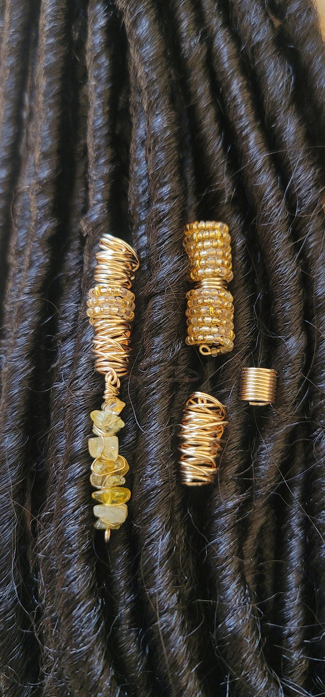4 Pcs Citrine Crystal Loc Jewelry Set. Dreadlock Hair Accessories ...