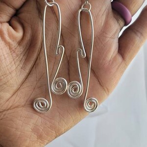 Abstract Spiral Copper Earrings, Wire Wrapped Dangle Earrings, Copper ...