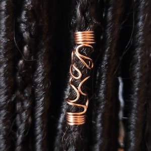 Abstract Copper Wire Wrapped Loc Beads. Dreadlock Hair Accessories, Beads for Braids, Loc ...