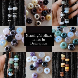 6mm Wide Big Hole Gemstone Loc Beads, Dreadlock Hair Accessories, Beads ...