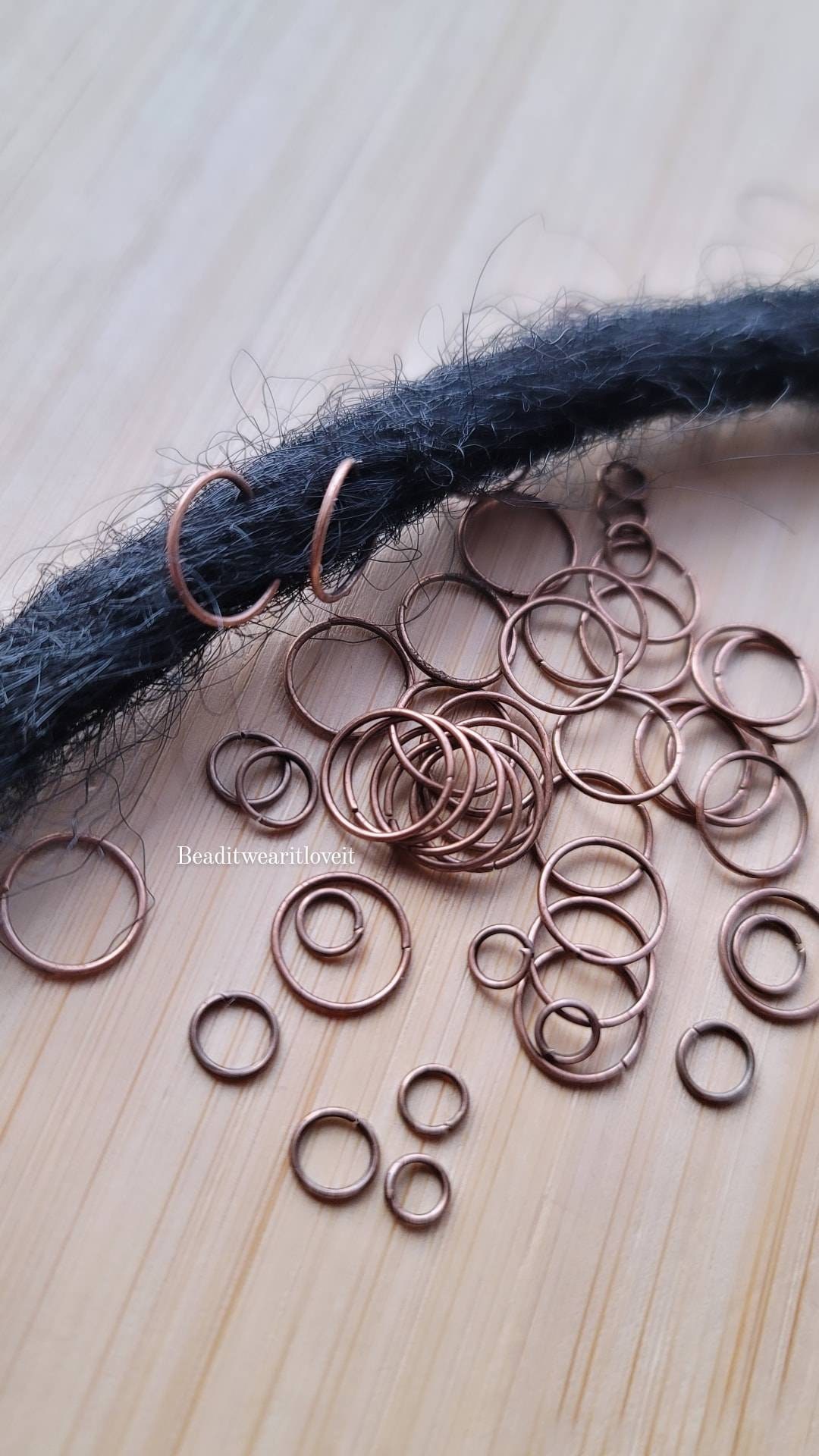 10 Antique Copper Hair Rings, Dread Rings Loc Jewelry, Braid Rings, Loc ...
