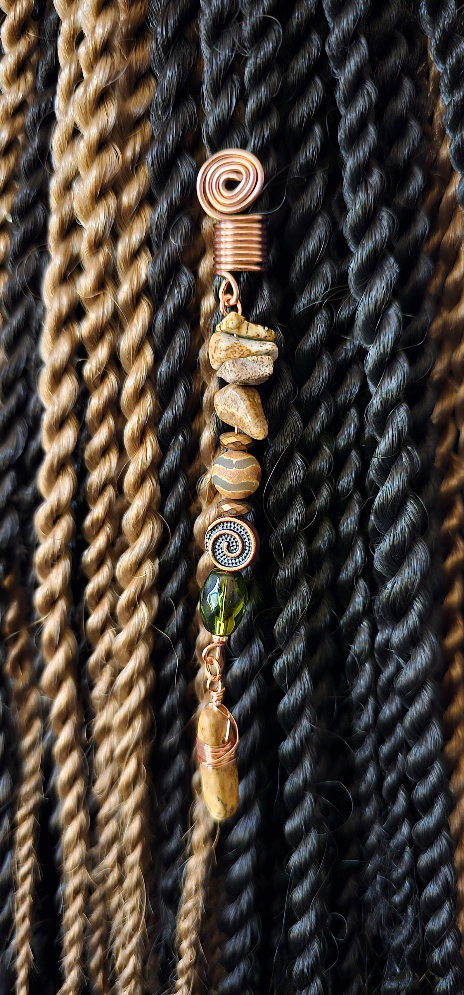 Earth Tone Picture Jasper Crystal Loc Jewelry, Dreadlock Beads for ...