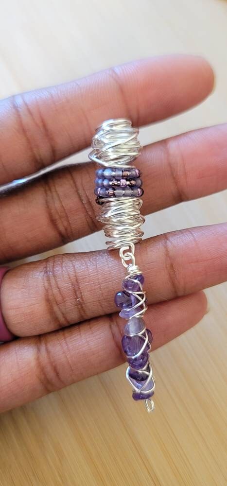 4 Pcs Amethyst Crystal Loc Jewelry Set. Dreadlock Hair Accessories ...
