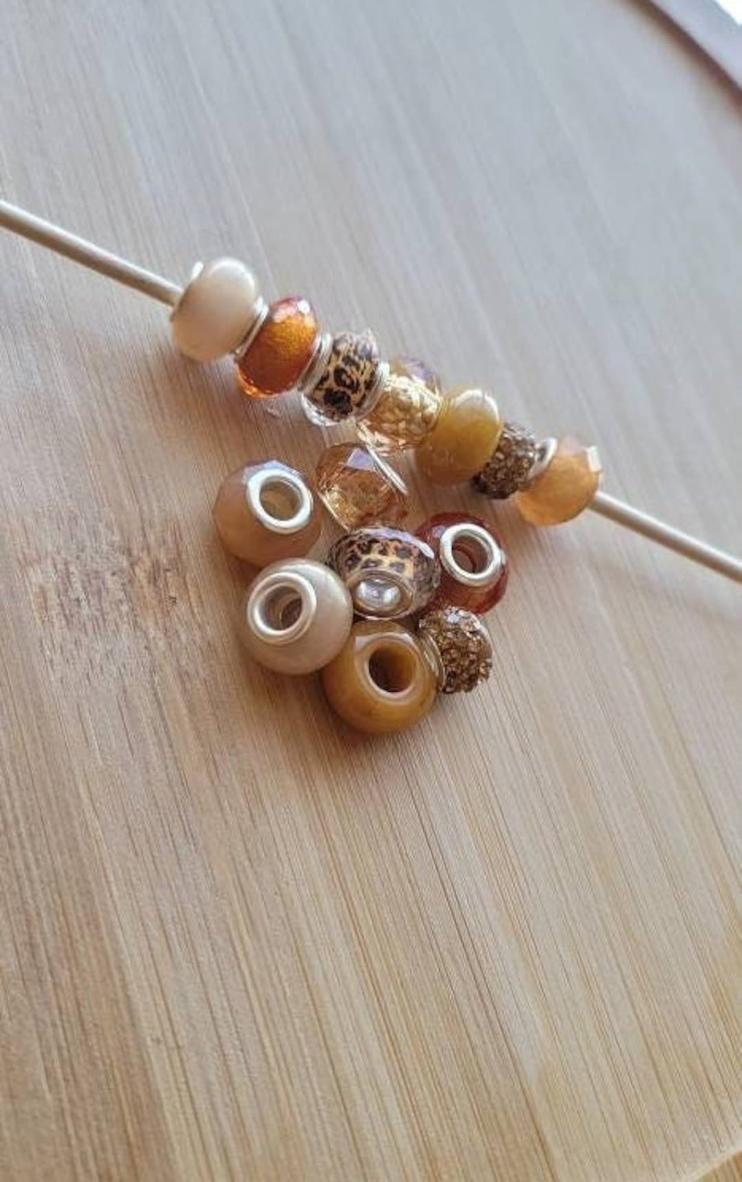 7 Piece Wide Hole Gemstone Loc Beads, Yellow Jade Crystal Dreadlock ...